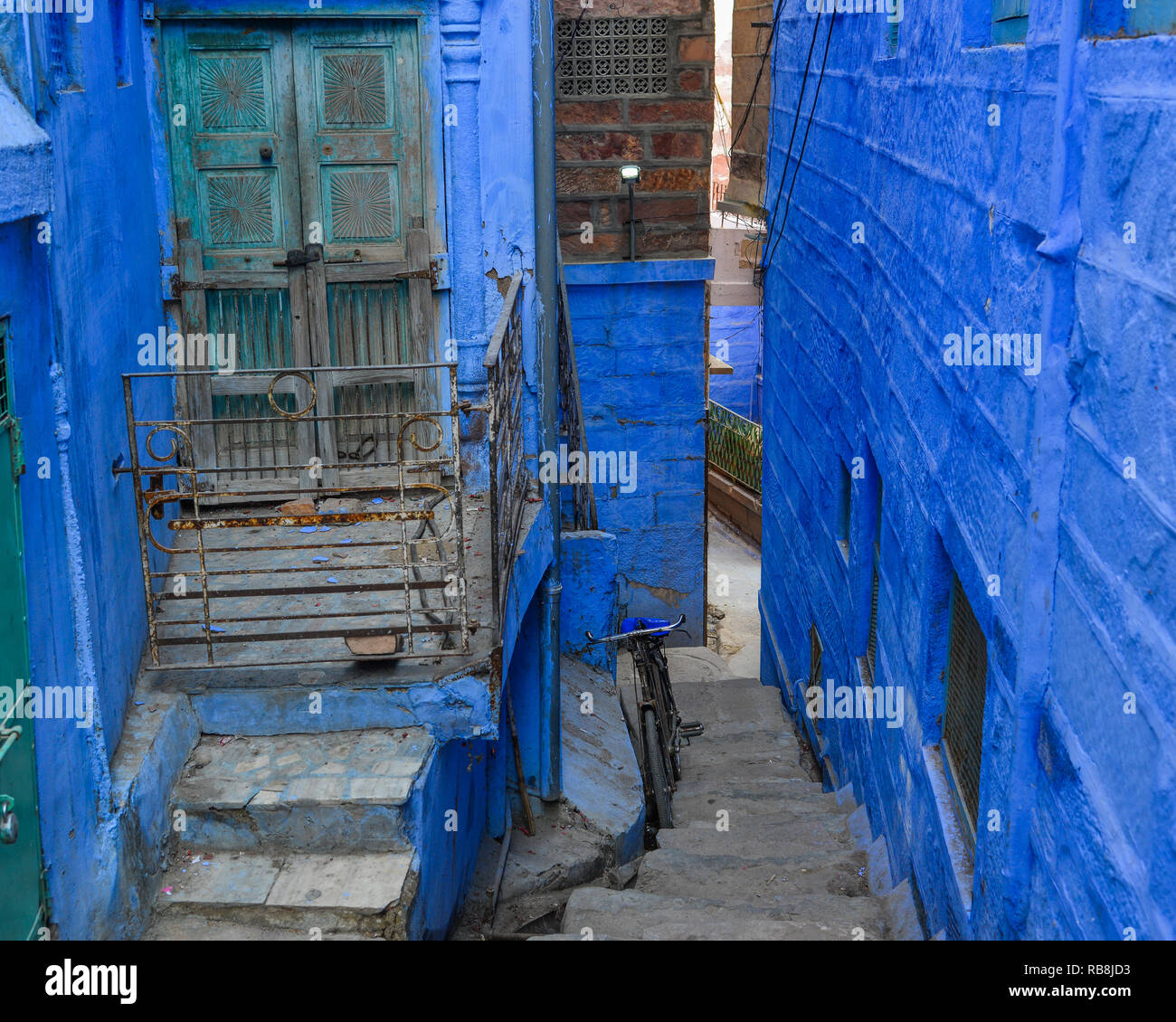 Blue buildings in Jodhpur, India. Jodhpur is the second largest city in ...