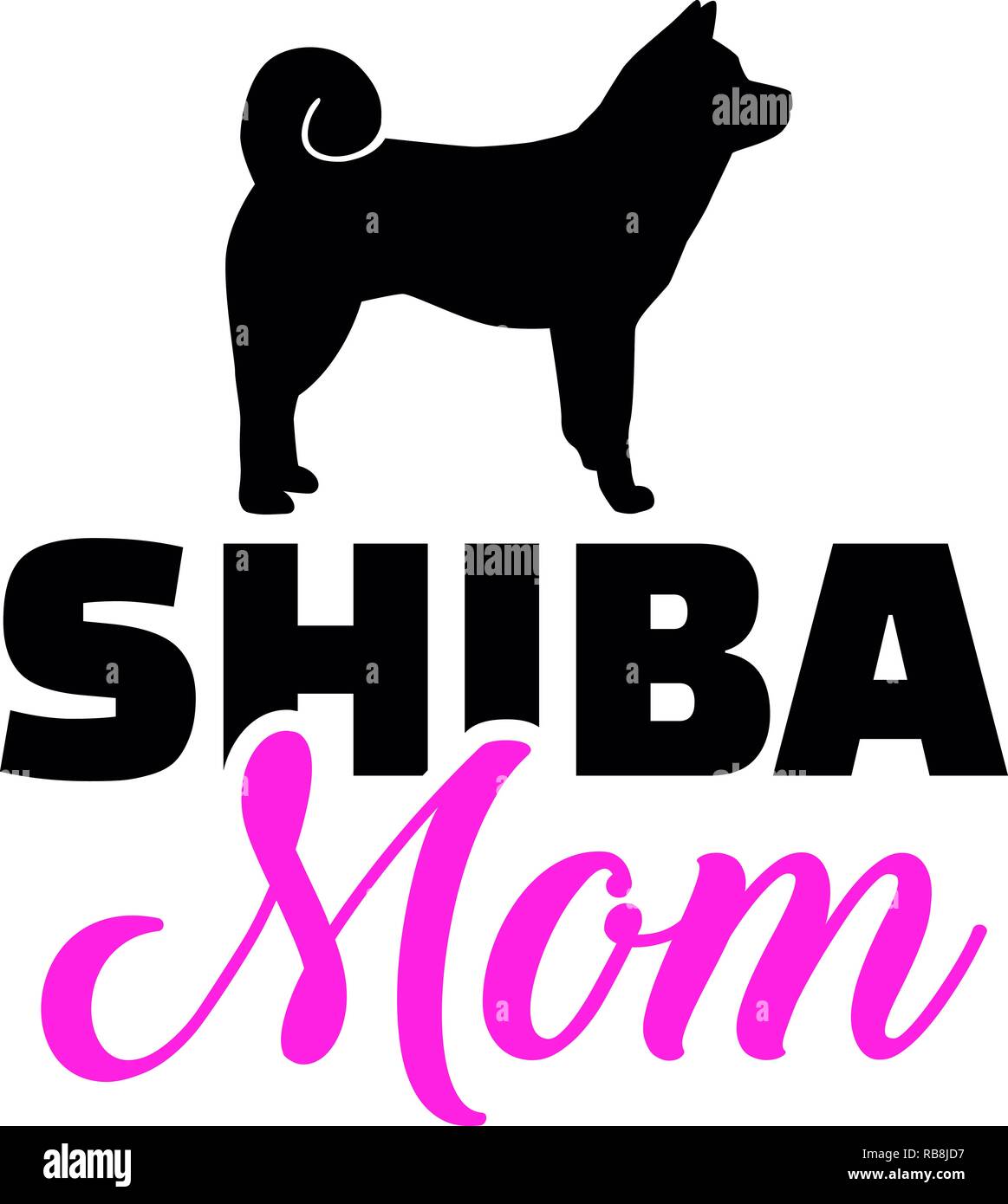 Shiba mom silhouette with pink word Stock Photo - Alamy