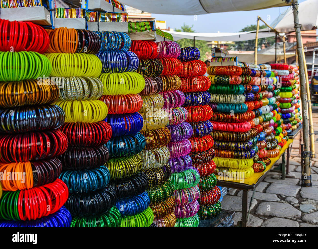 Bracelets display at street market in Jodhpur, India Stock Photo - Alamy