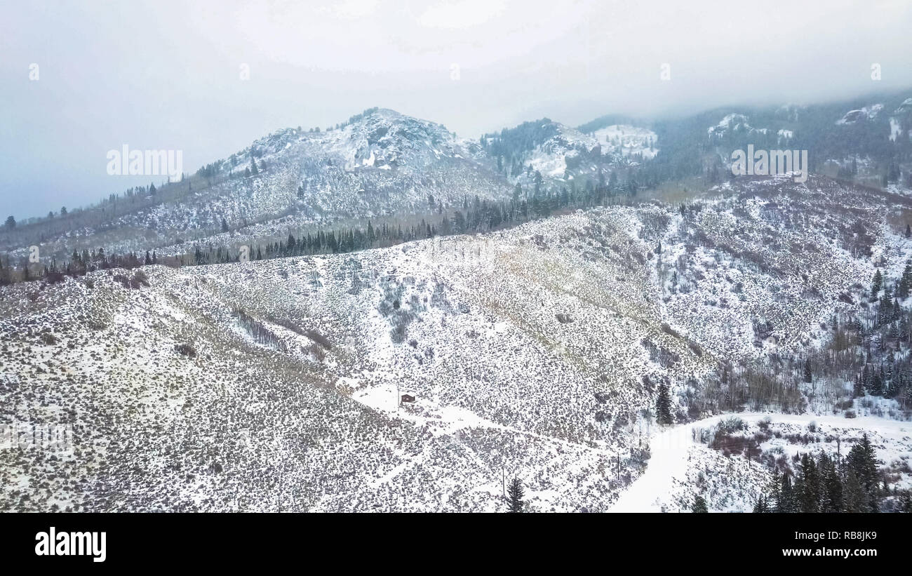 Aerial view of mountains in the Winter Stock Photo - Alamy
