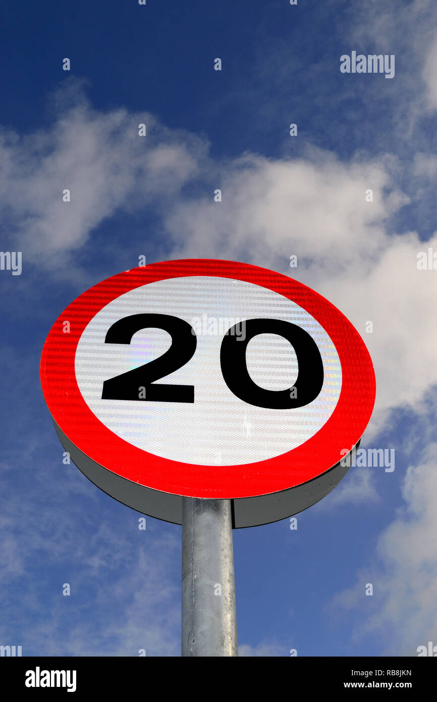 20 mile per hour road sign hi-res stock photography and images - Alamy