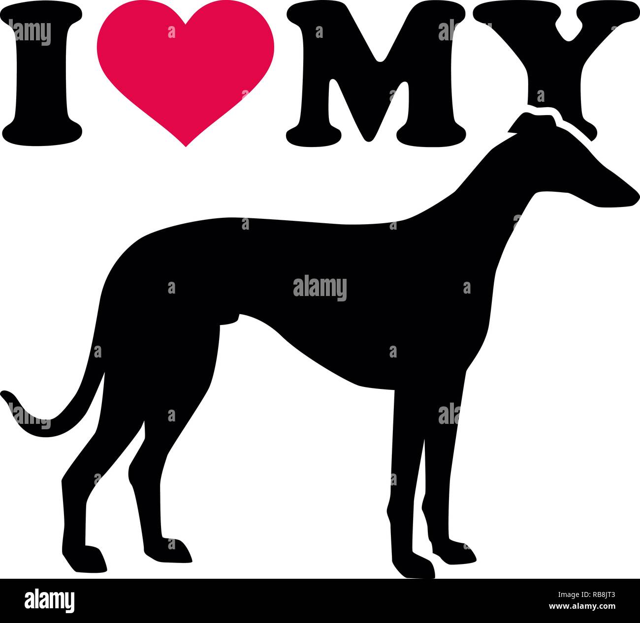 I love my Whippet with red heart and silhouette Stock Photo - Alamy