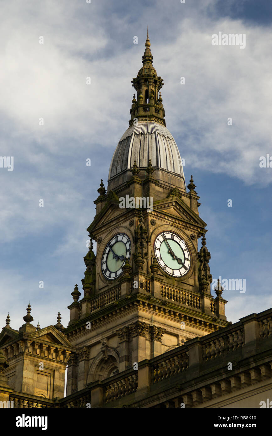 Bolton Town Hall clock tower in the afternoon light. Lancashire ...