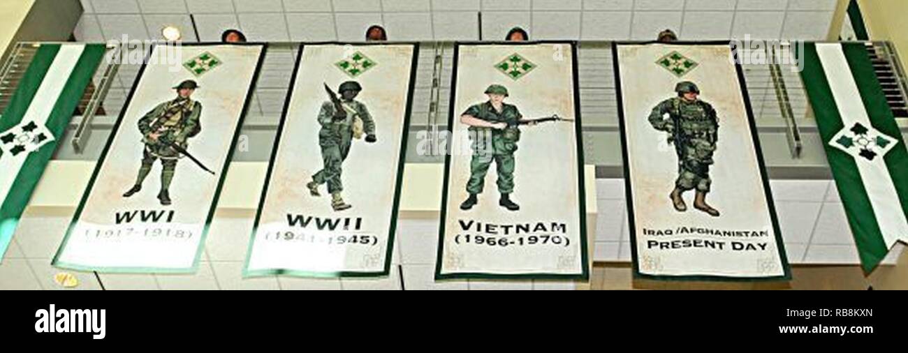 Banners, depicting 4th Infantry Division Soldiers dressed in historical ...