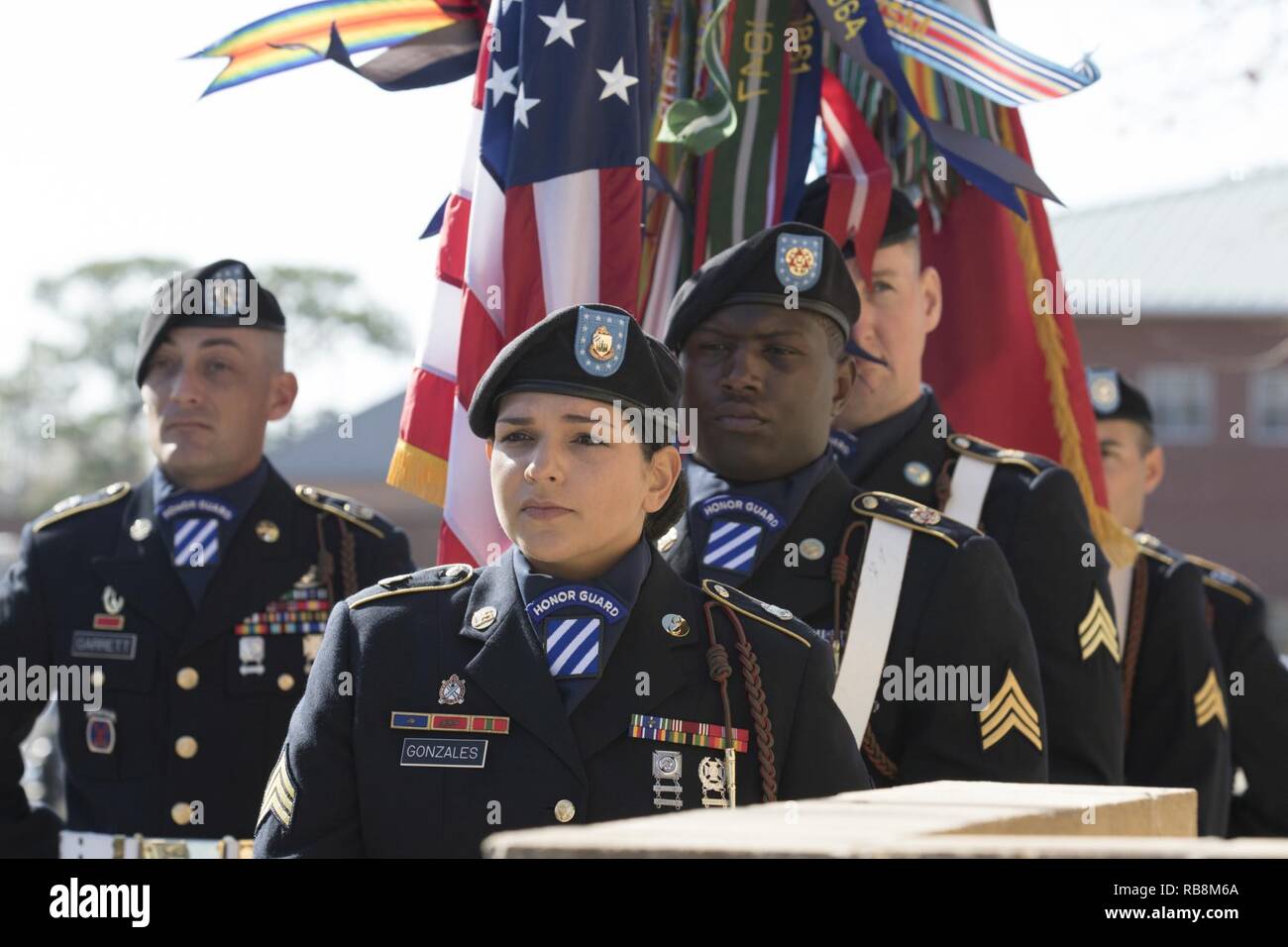 The 3rd Infantry Division honor guard prepare to march on the field ...