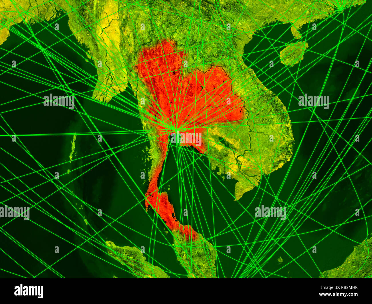 Thailand on digital map with networks. Concept of international travel ...
