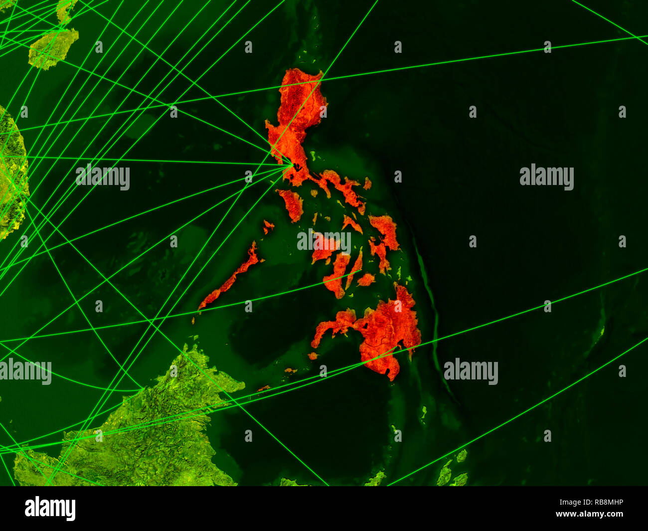 Philippines on digital map with networks. Concept of international ...