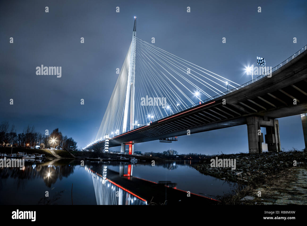 Ada bridge at night Stock Photo - Alamy