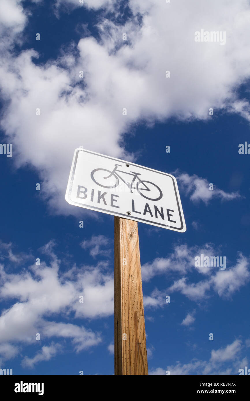 The "Bike Lane" street sign in the California sun Stock Photo - Alamy