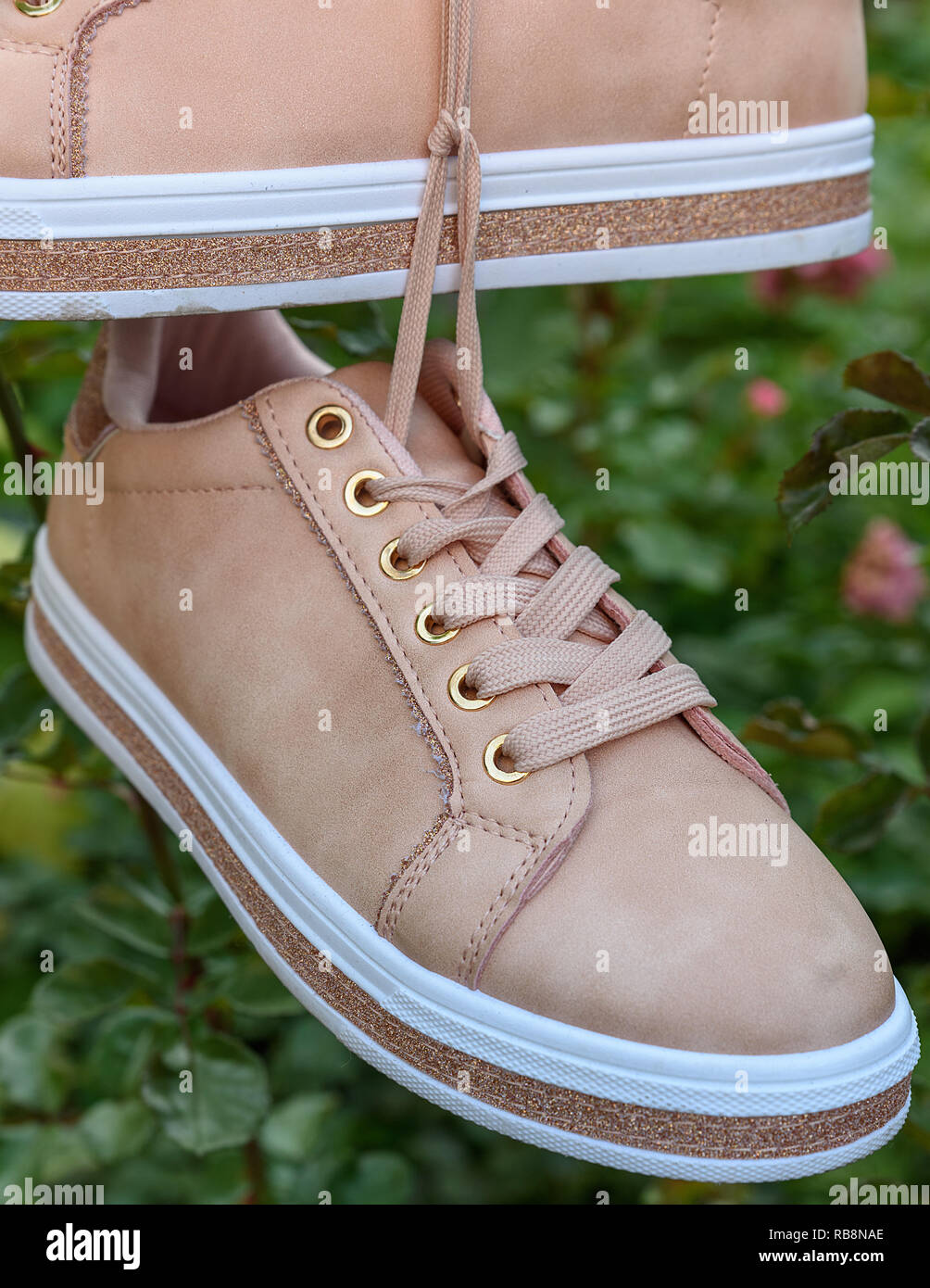 Close up womens beige shoe hi-res stock photography and images - Alamy
