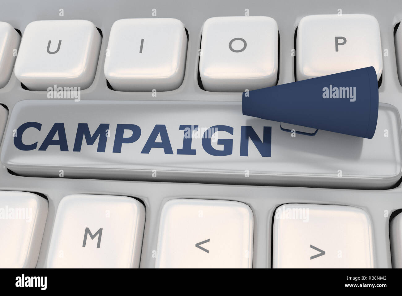 3D illustration of computer keyboard with the script CAMPAIGN on a ...