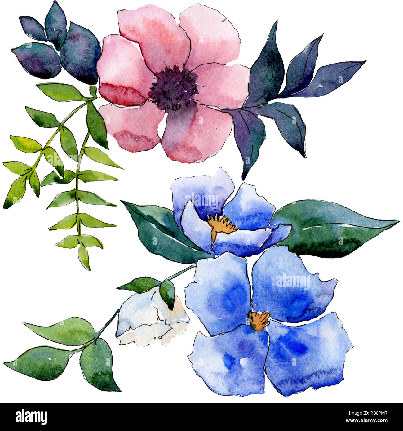 Bouquet floral botanical flowers. Watercolor background illustration ...