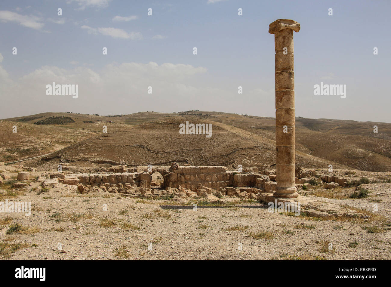 Column in the Herod Castle ruins, Machaerus,Jordan.Place of execution ...