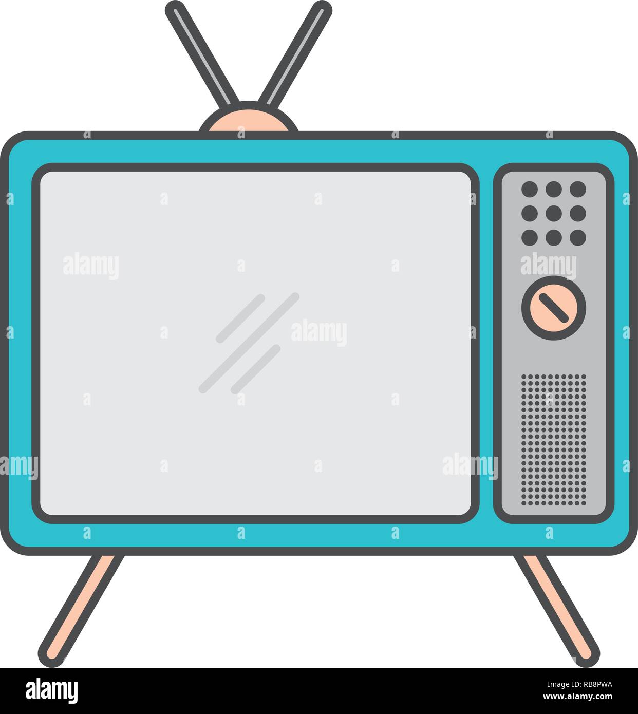 televison doodle vector cartoon art flat icon illustration Stock Vector ...