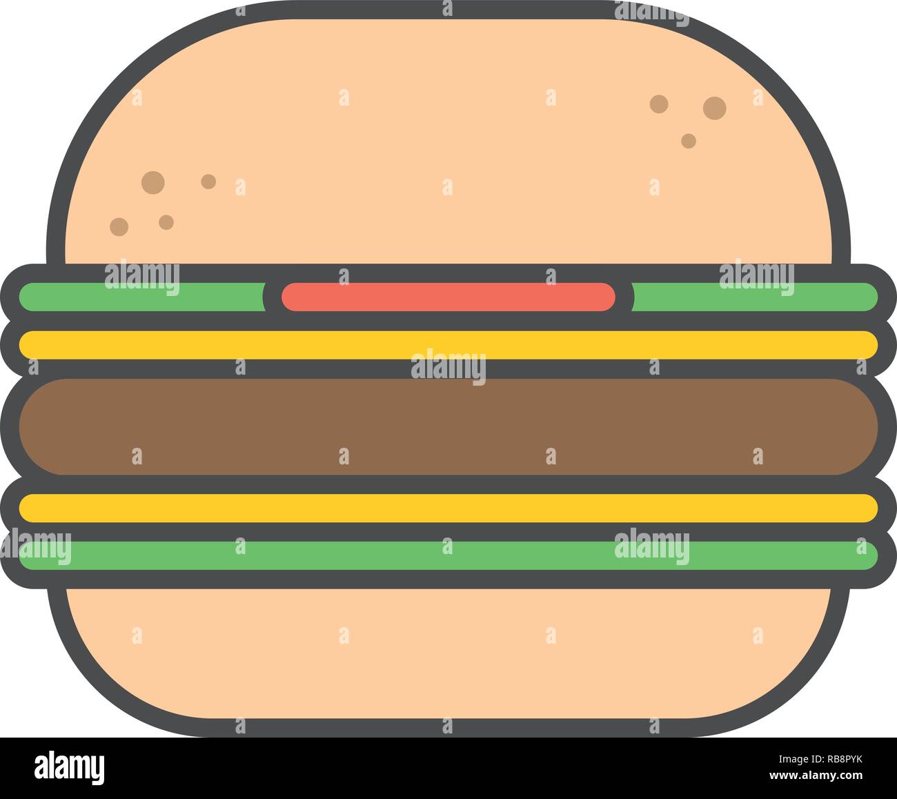 burger flat icon vector art cartoon illustration Stock Vector Image ...