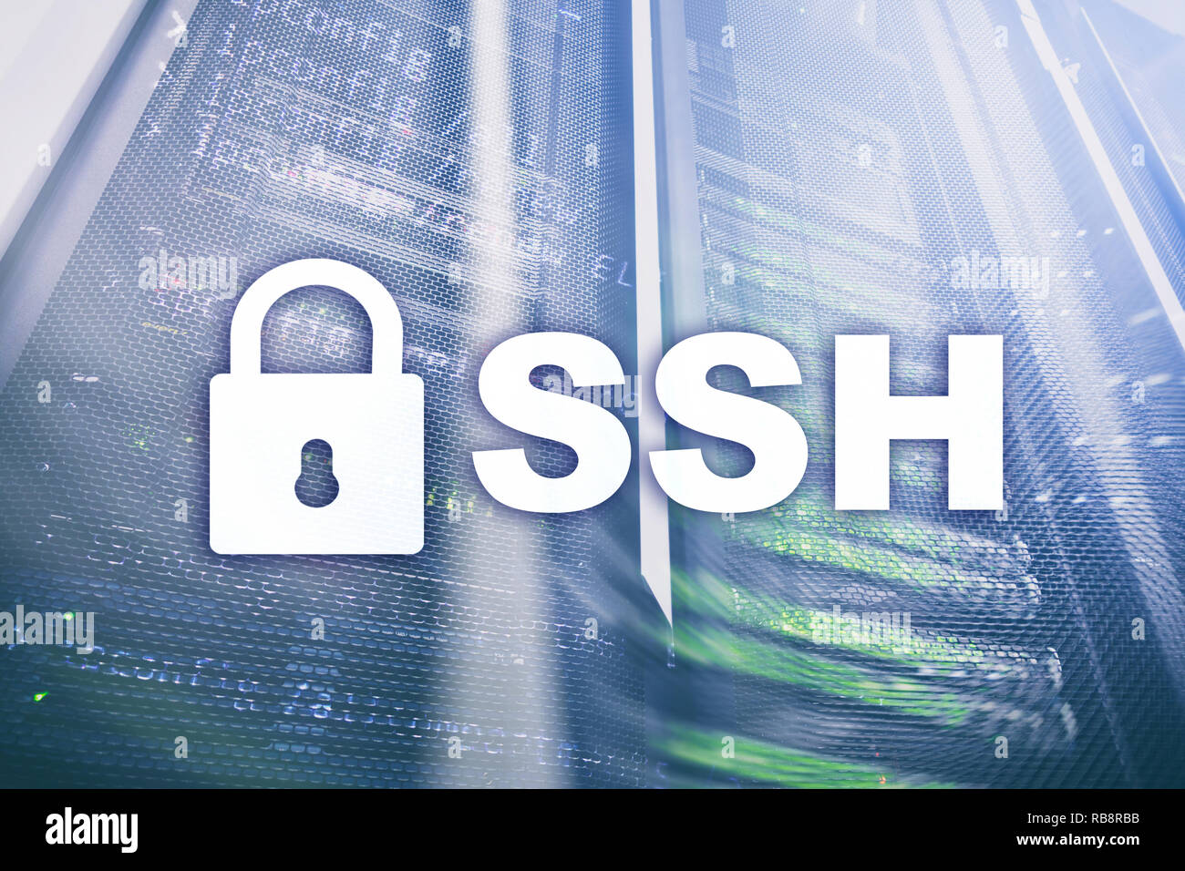 SSH, Secure Shell protocol and software. Data protection, internet and telecommunication concept ...
