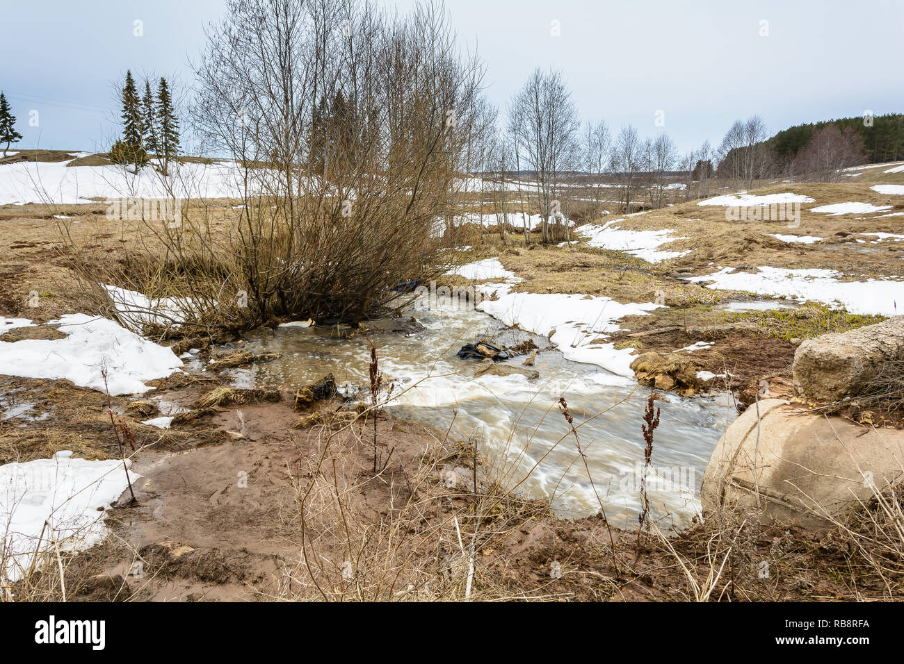The melting of the snow on the fields in early spring Stock Photo - Alamy