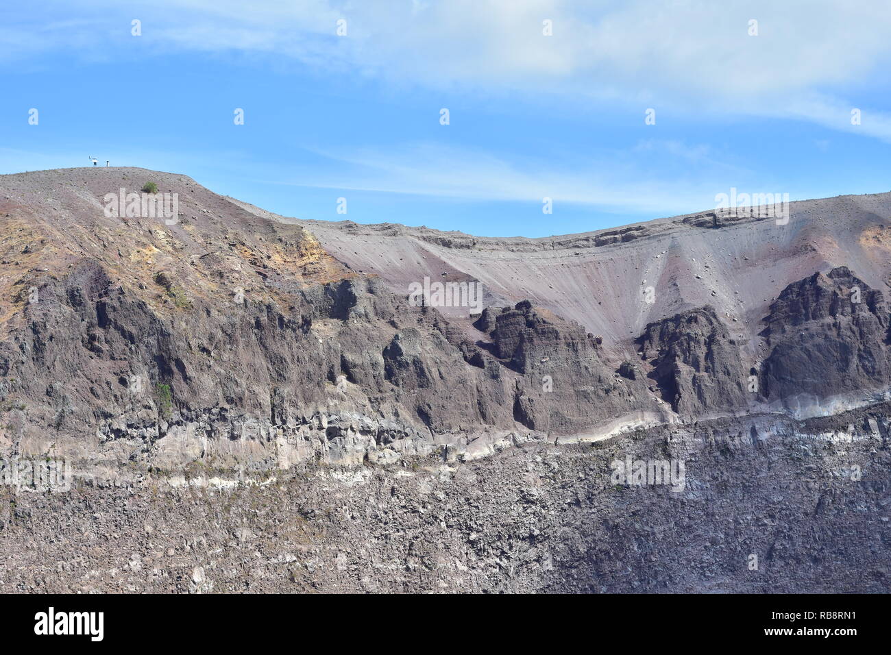 Horizontal view of edge and internal walls of Vesuvius volcano near ...