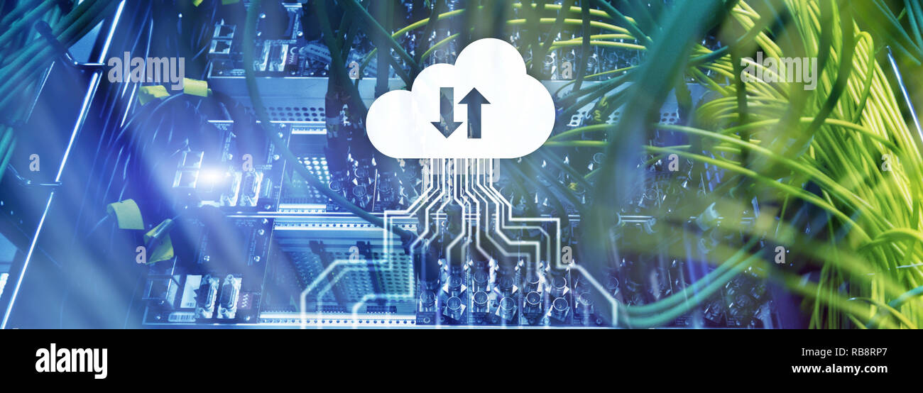 CLoud server and computing, data storage and processing. Internet and technology concept Stock ...