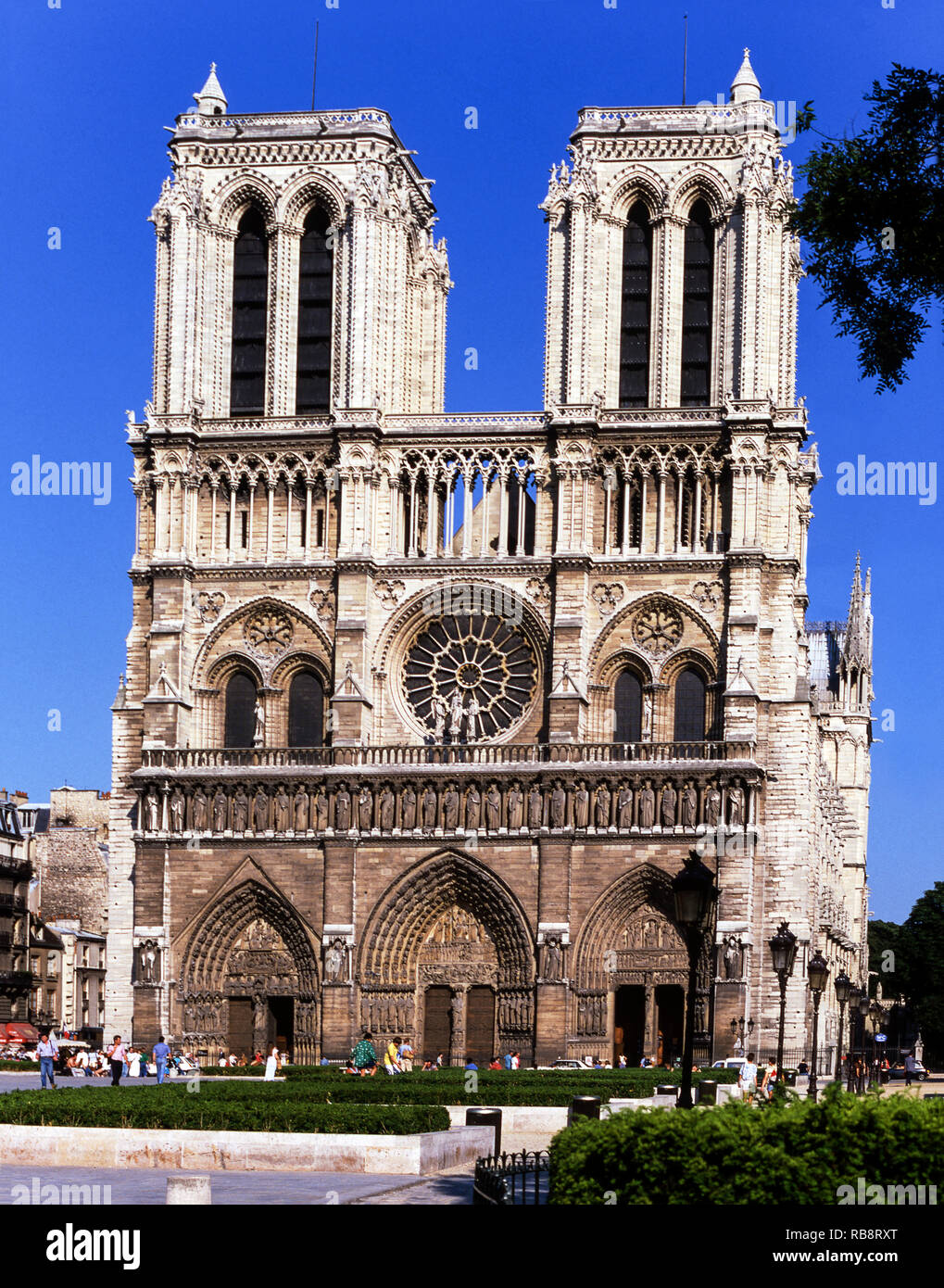 France.Paris.Cathedral of Notre Dame (1163-1330).The front view with ...