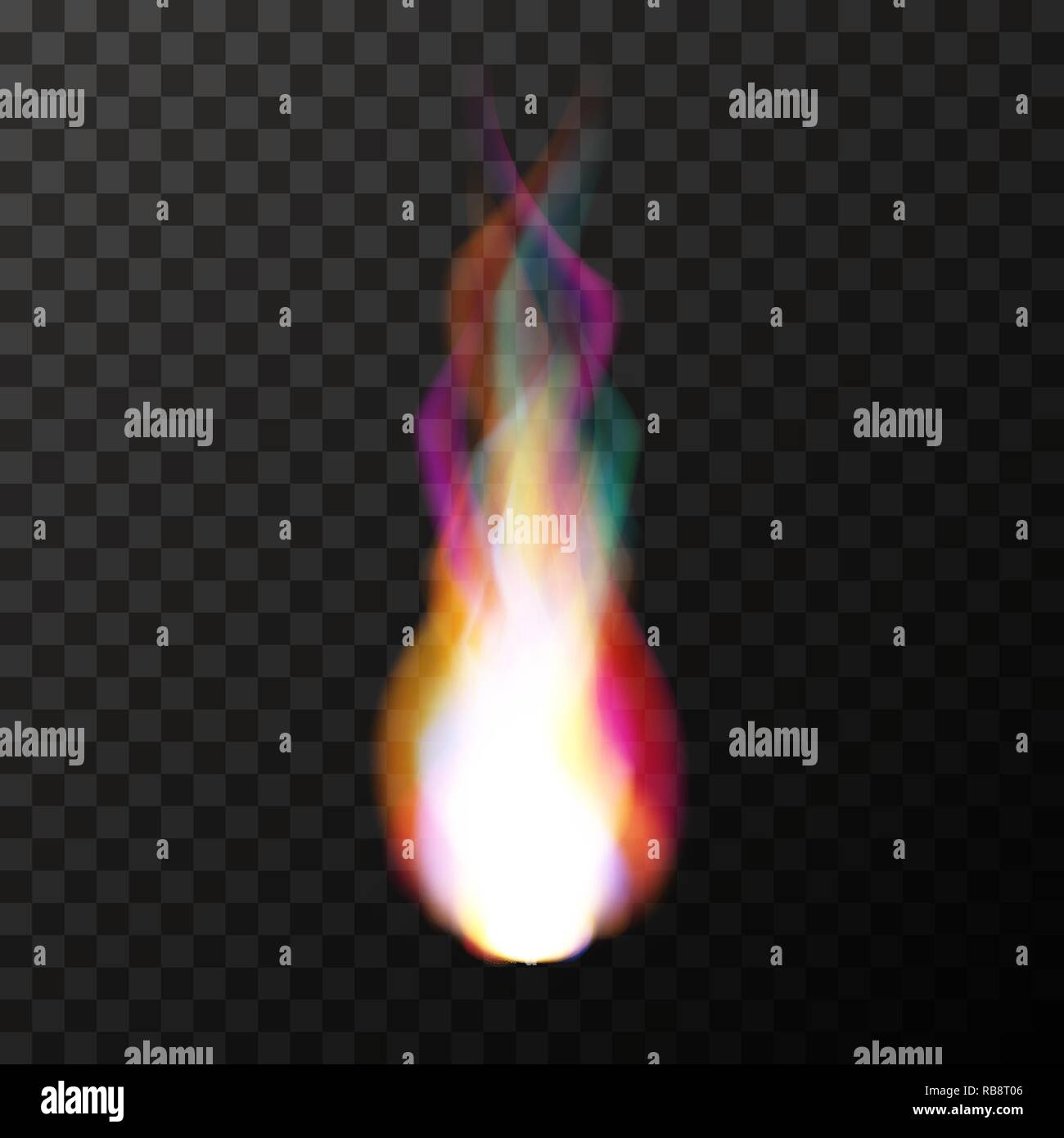 Bright colorful magic fire flame on transparent background Stock Vector ...