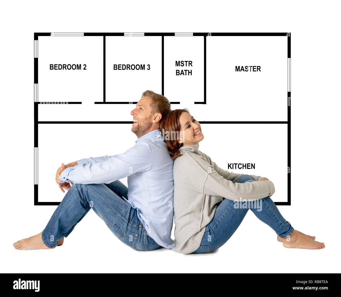 Young couple in love thinking about buying and planning their first ...