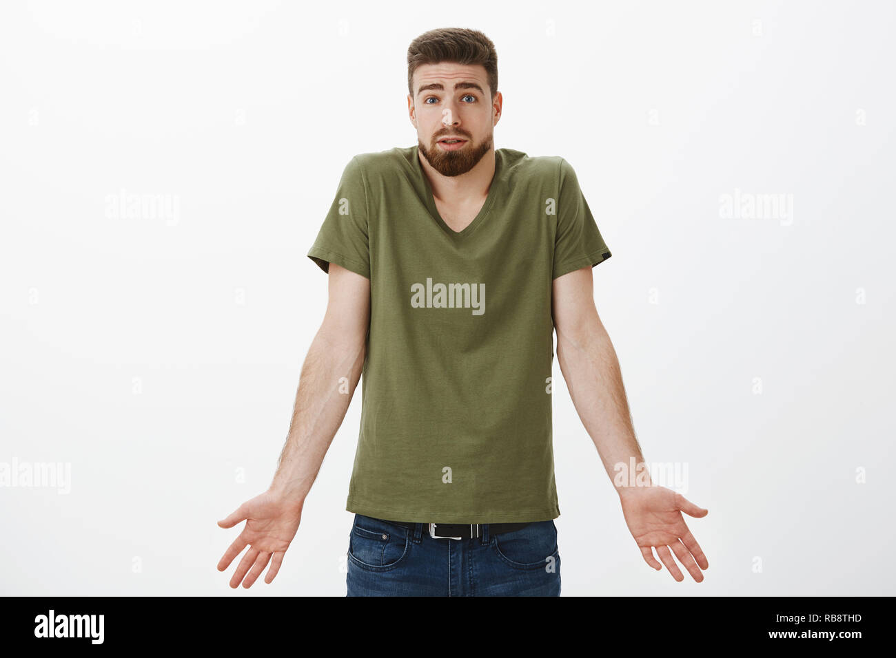 What did I do wrong. Portrait of confused boyfriend cannot understand ...