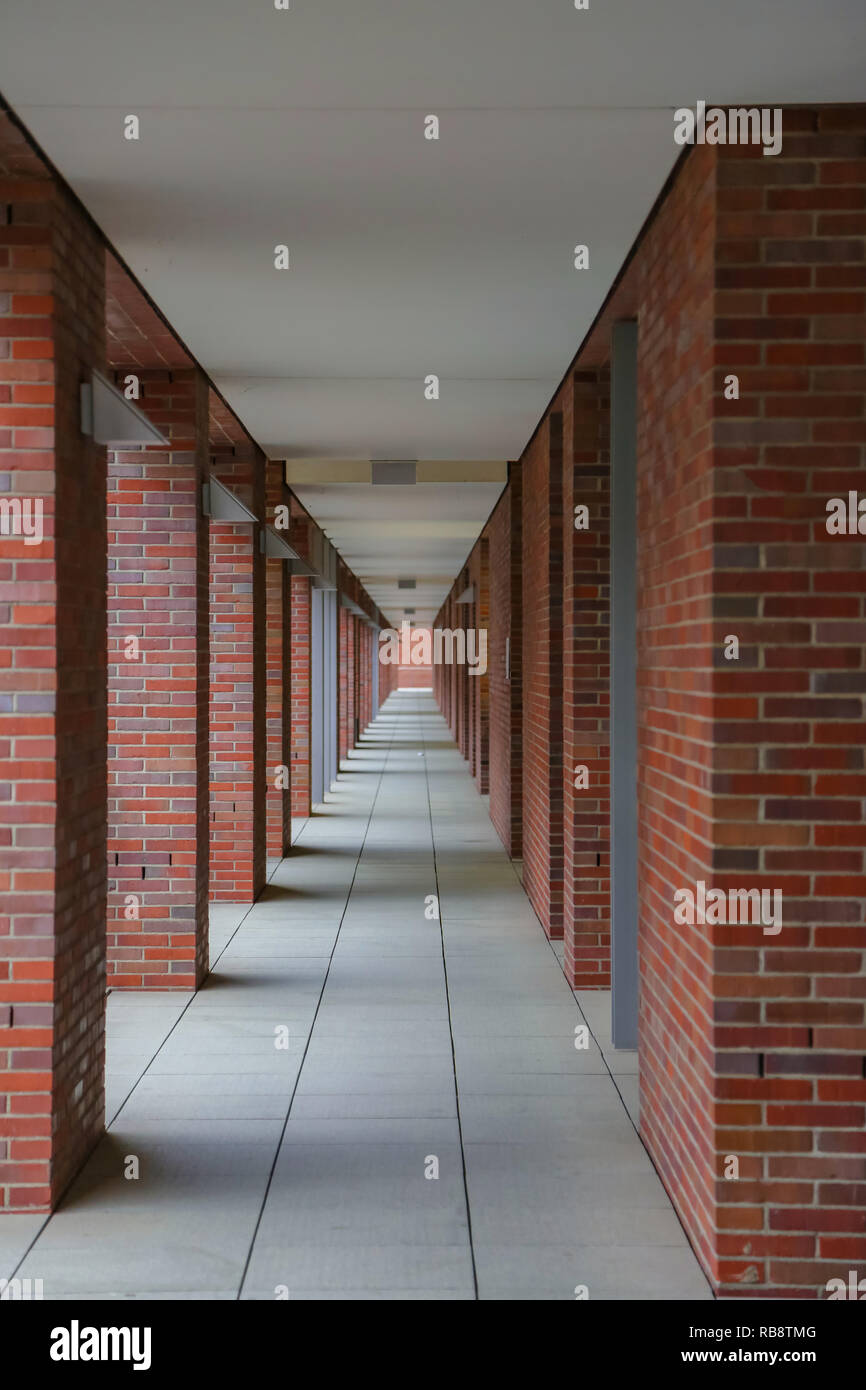 Modern arcade with bricks Stock Photo - Alamy