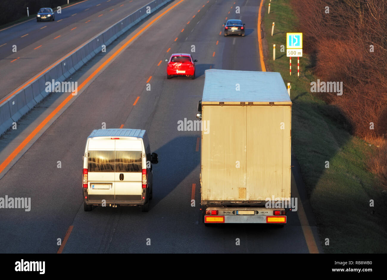 Highway with cars and Truck Stock Photo - Alamy