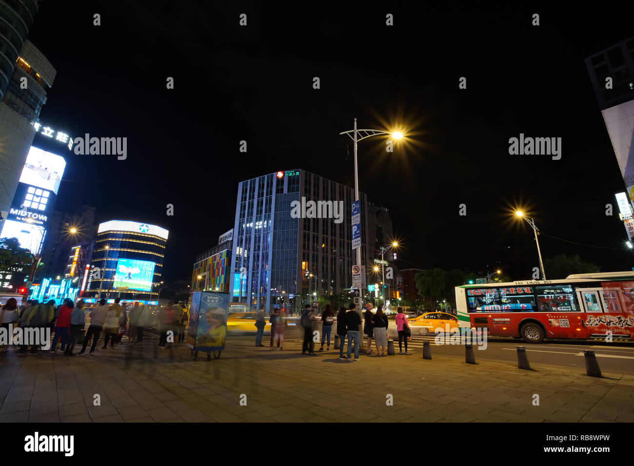 Taipei, Taiwan - November 23, 2018: Nightlife cityscape in Ximending ...