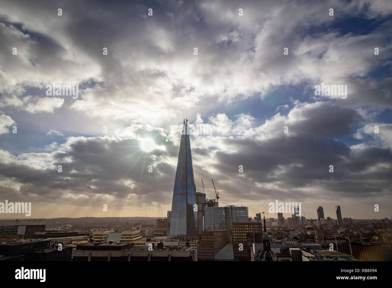 The View to the south of London showing the Shard landmark and the view ...