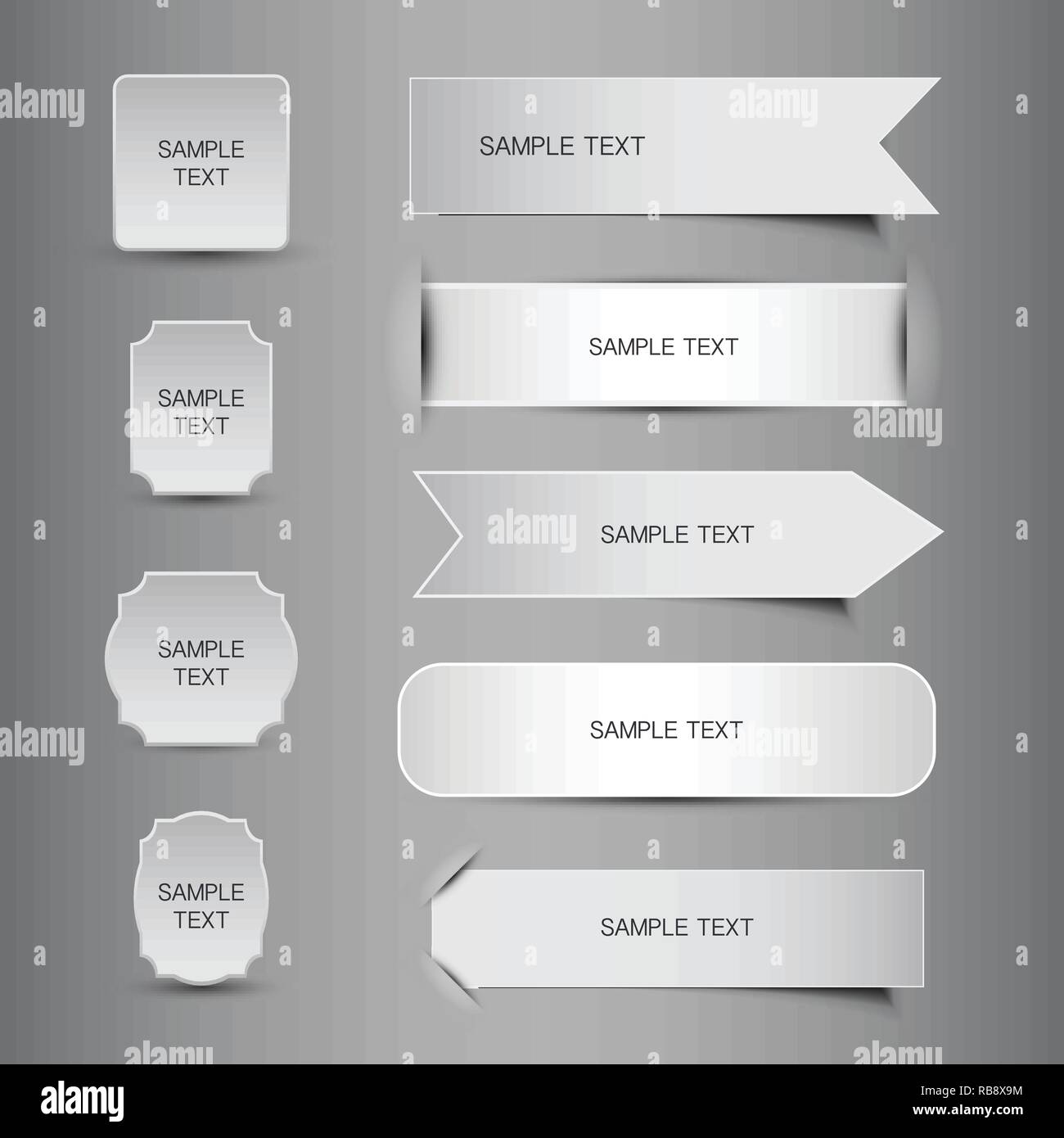 Set of Various Black and White Blank Tag, Label, Header or Banner ...