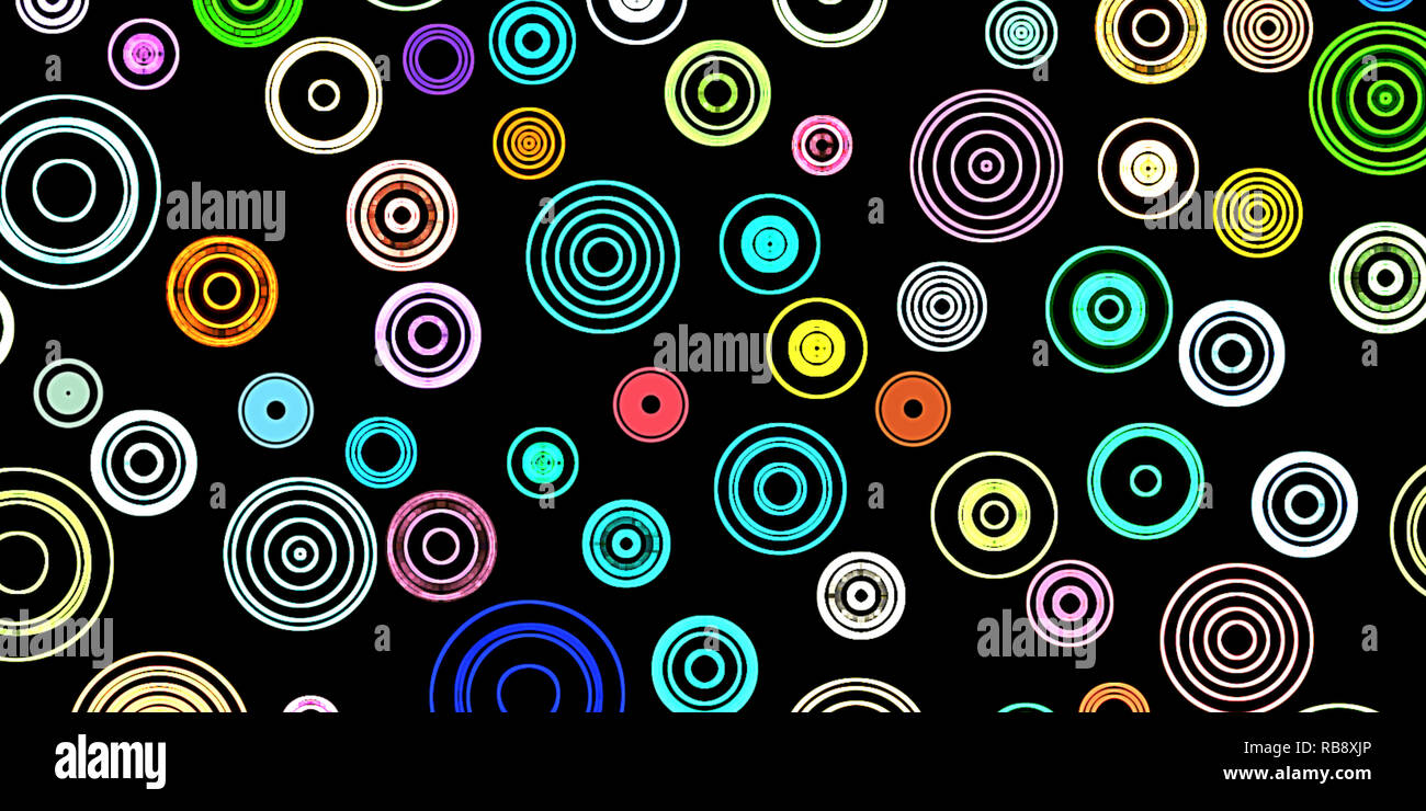 Abstract Colorful Circles on Black Background Stock Photo - Alamy