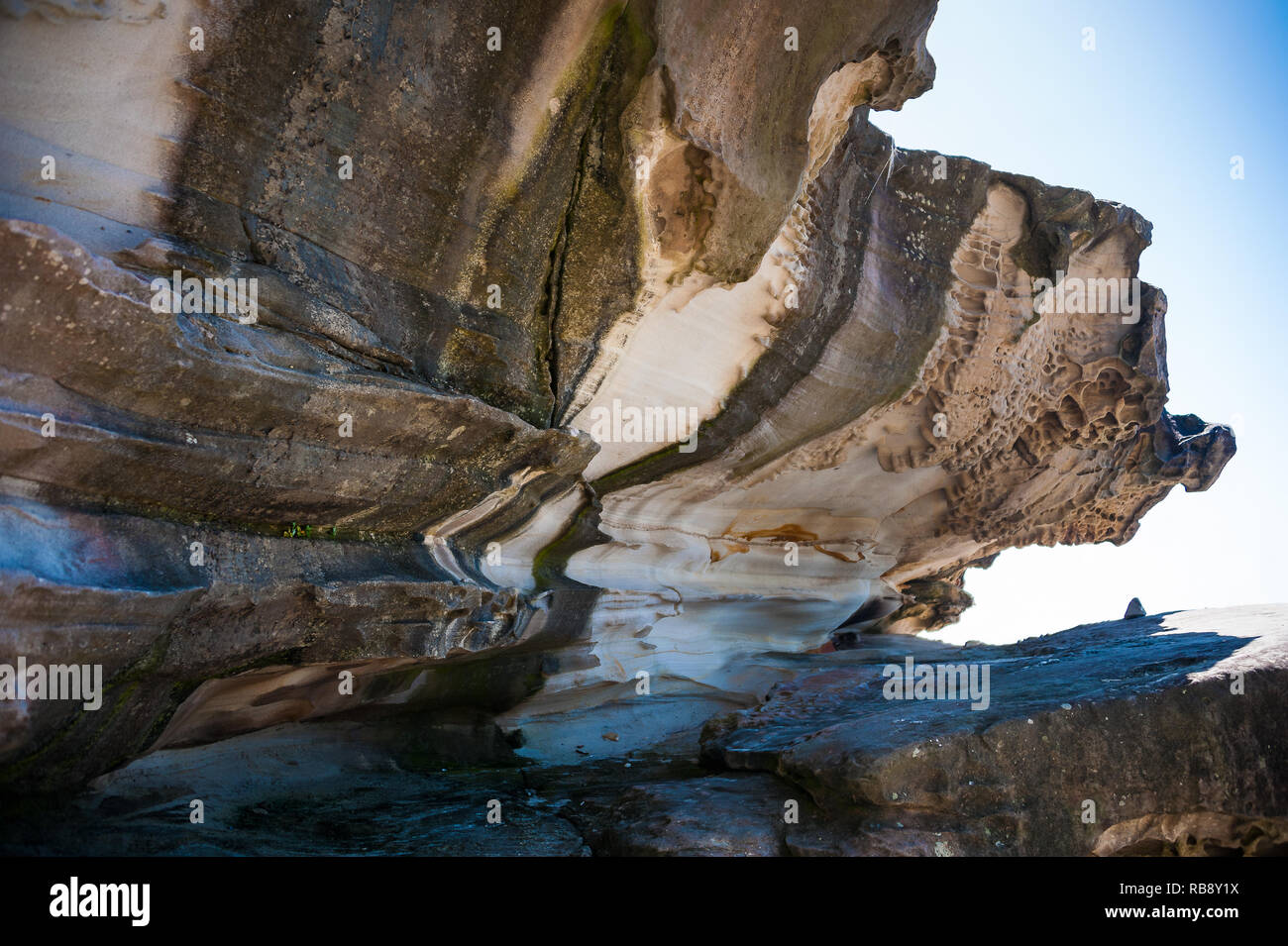 Rock formations eroded by wind and water along the Bondi to Coogee ...