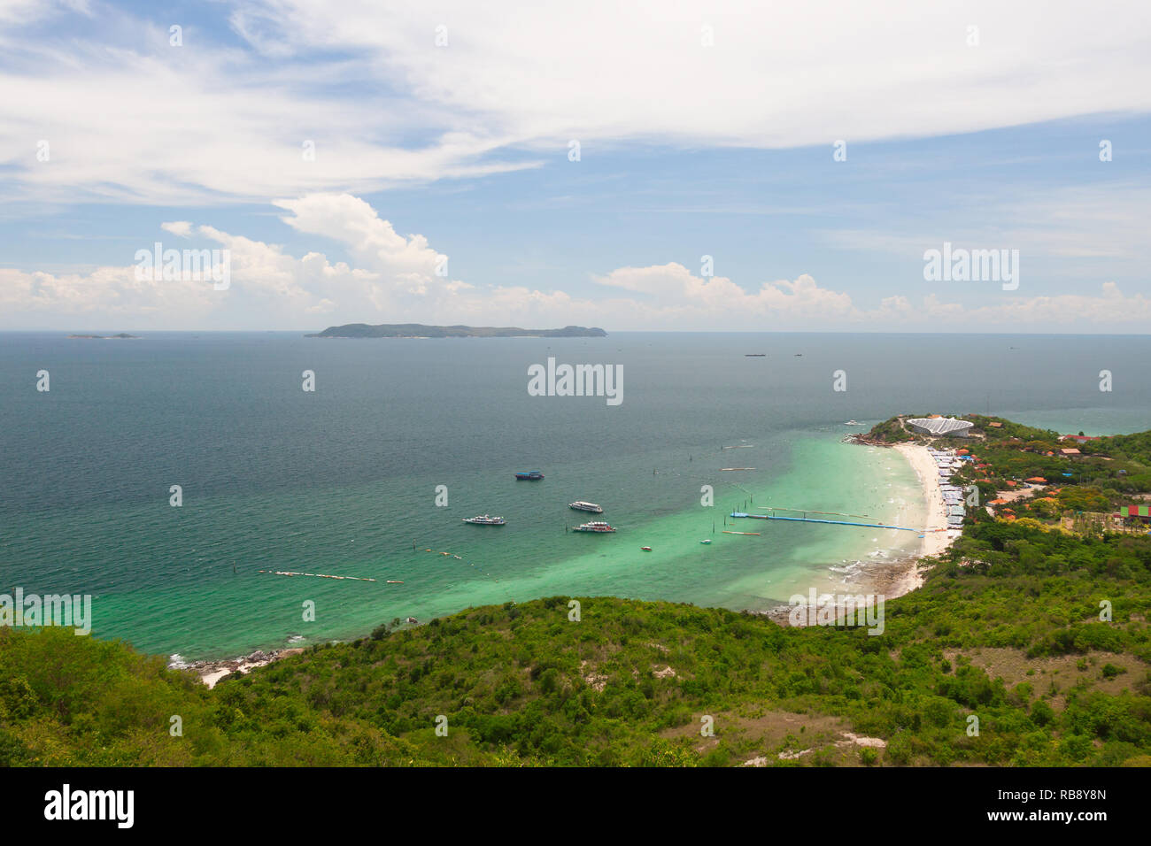 Beach and emerald sea, top view Stock Photo - Alamy
