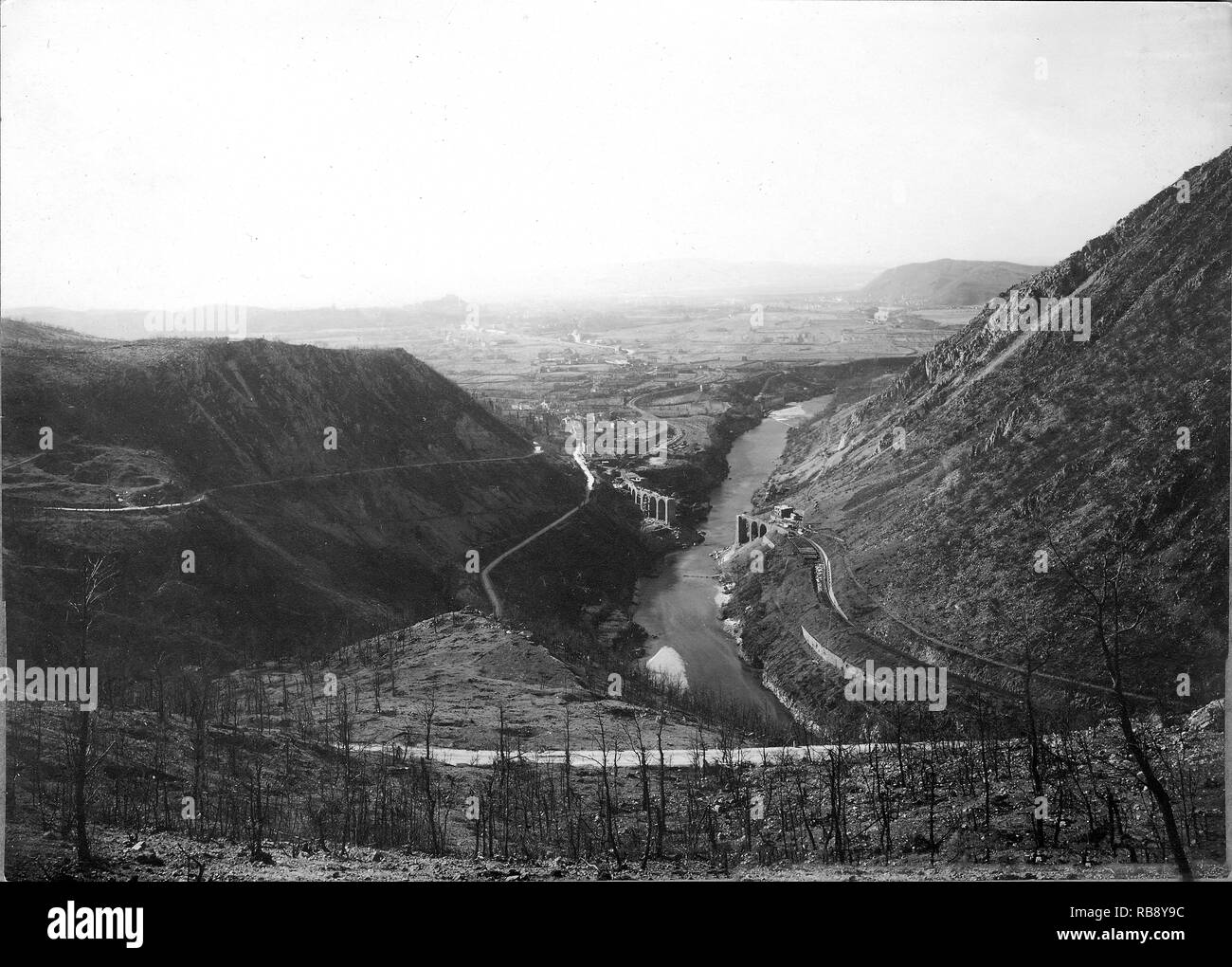 WW1-Old stone bridge over the river Soca destroyed in the world war one ...