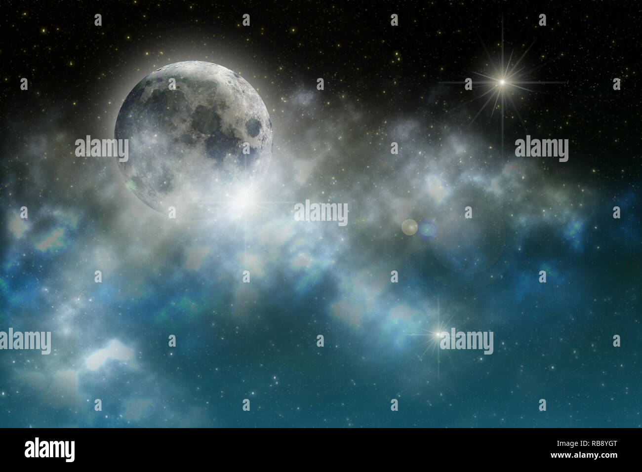 Night sky moon clouds stars hi-res stock photography and images - Alamy