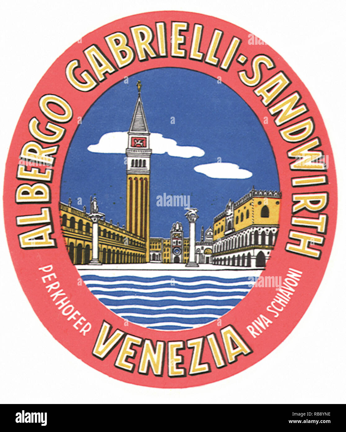 Tower and Water Label Stock Photo - Alamy