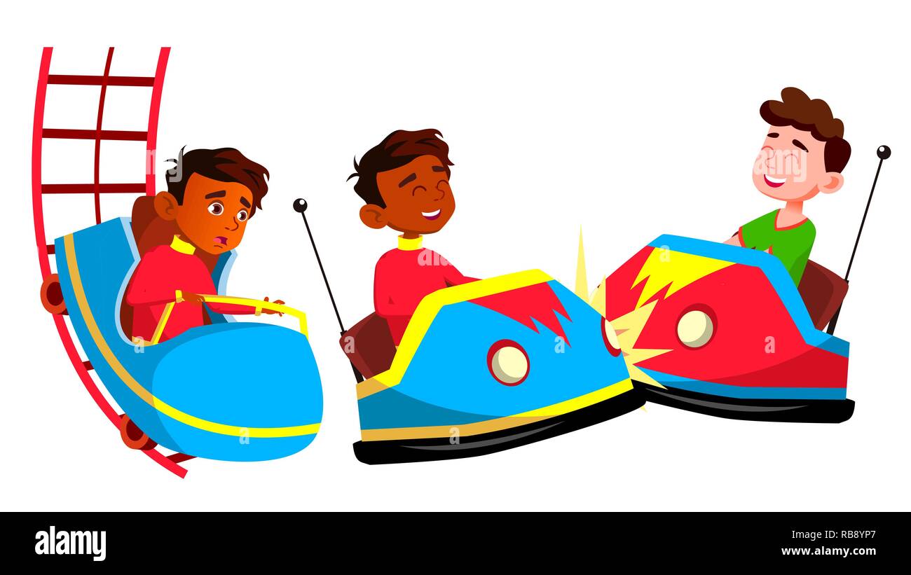 Indian Boy Set Vector. Amusement Park. Primary School Child. Drive ...