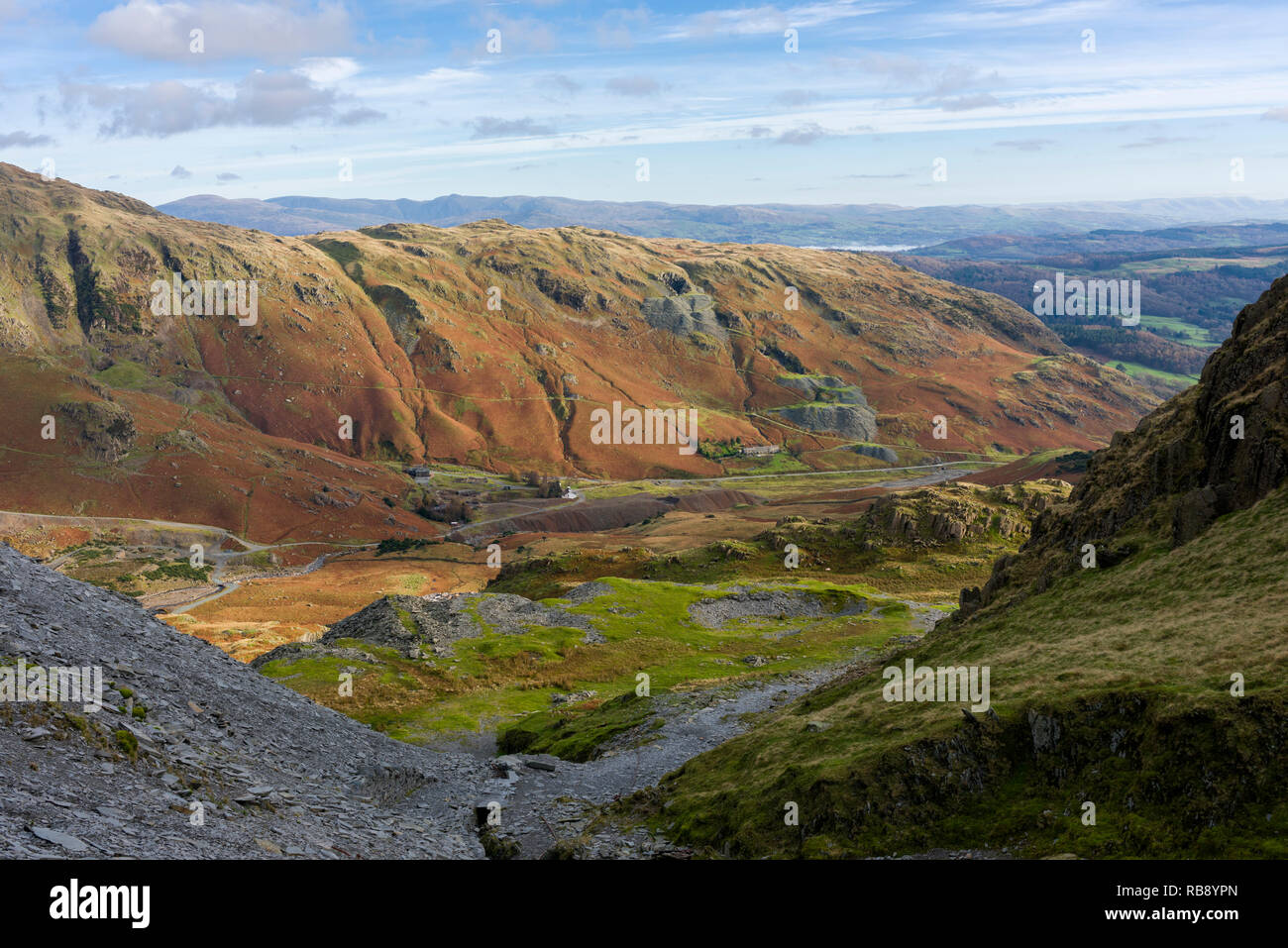 Saddlestone Quarry on the flank of The Old Man of Coniston with the ...