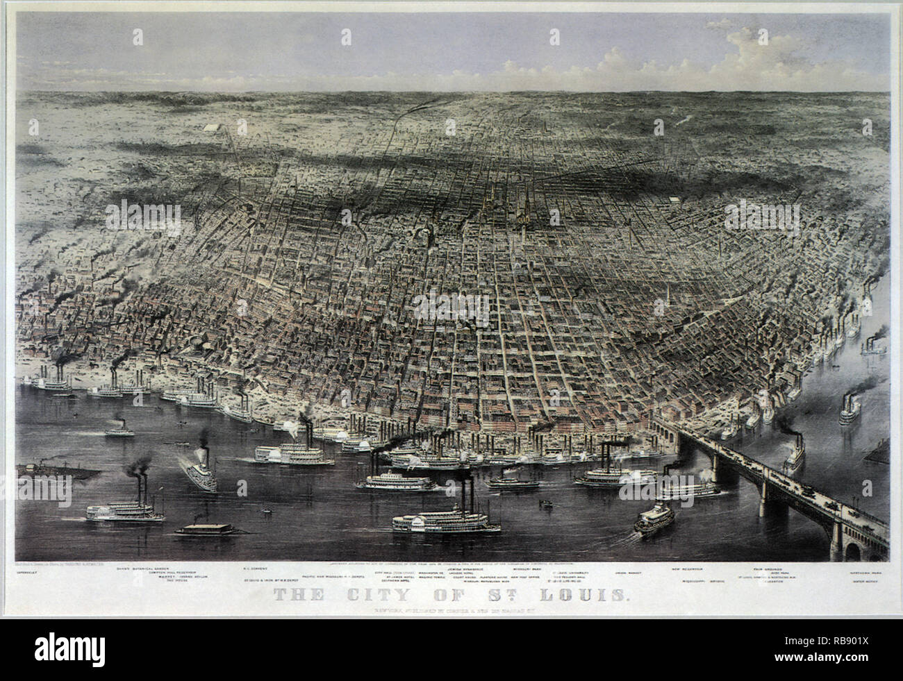 Aerial View of Saint Louis. 1874 Stock Photo - Alamy