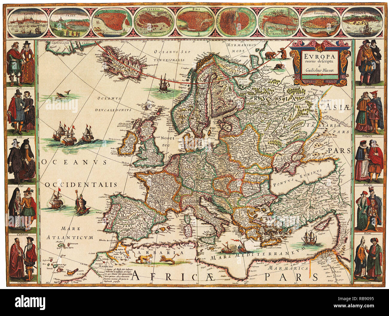 Early European Map 1617 Stock Photo - Alamy