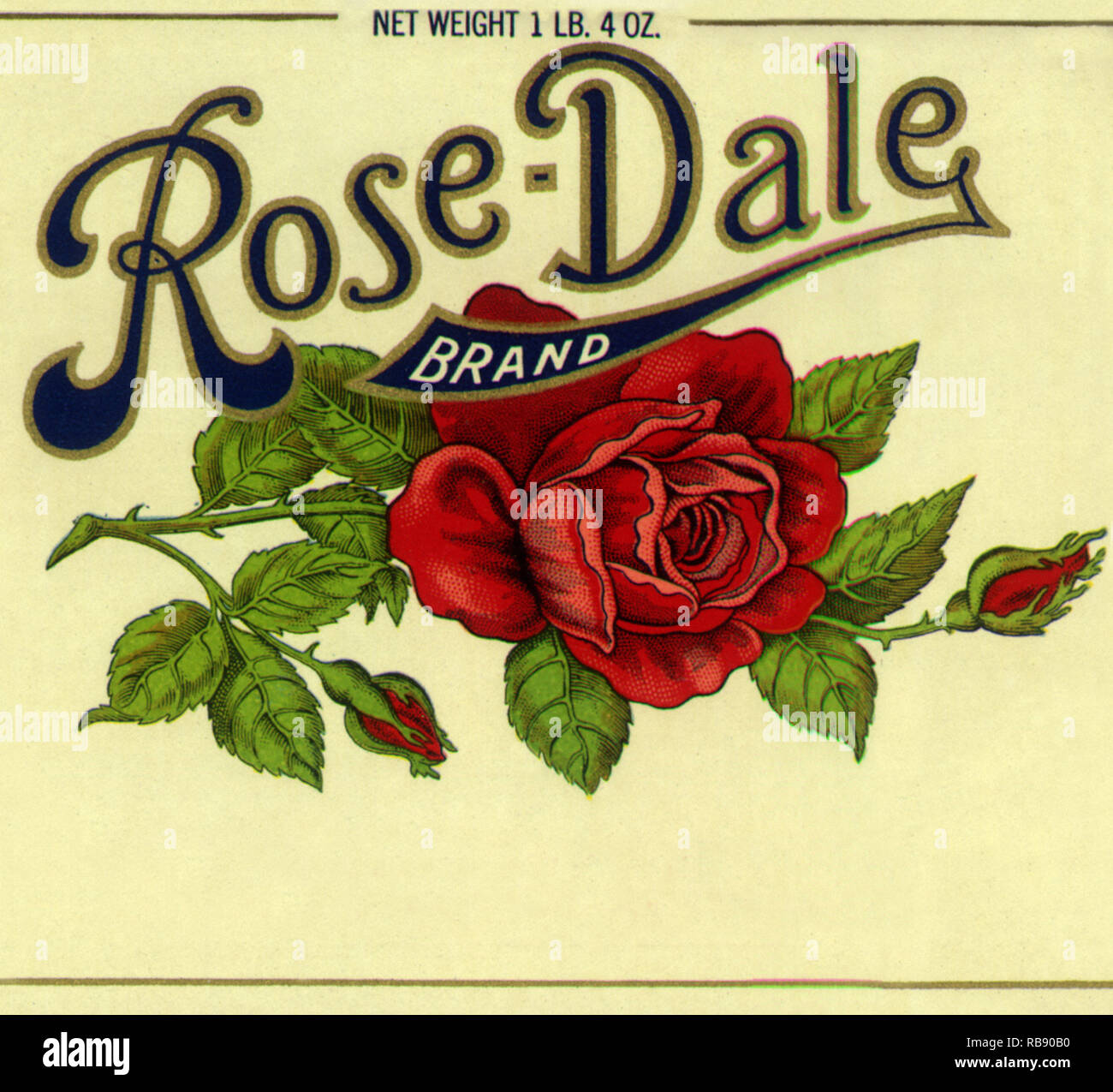 Rose on Vegtable Label Stock Photo - Alamy