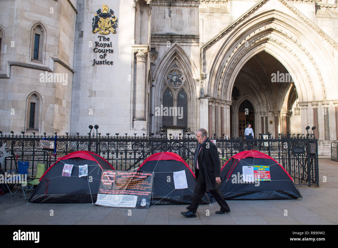 General view of tents outside the Royal Courts of Justice, where ...