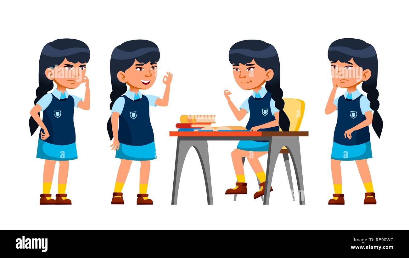 Asian Girl Vector. Primary School Child. Teenage. Beauty, Lifestyle ...