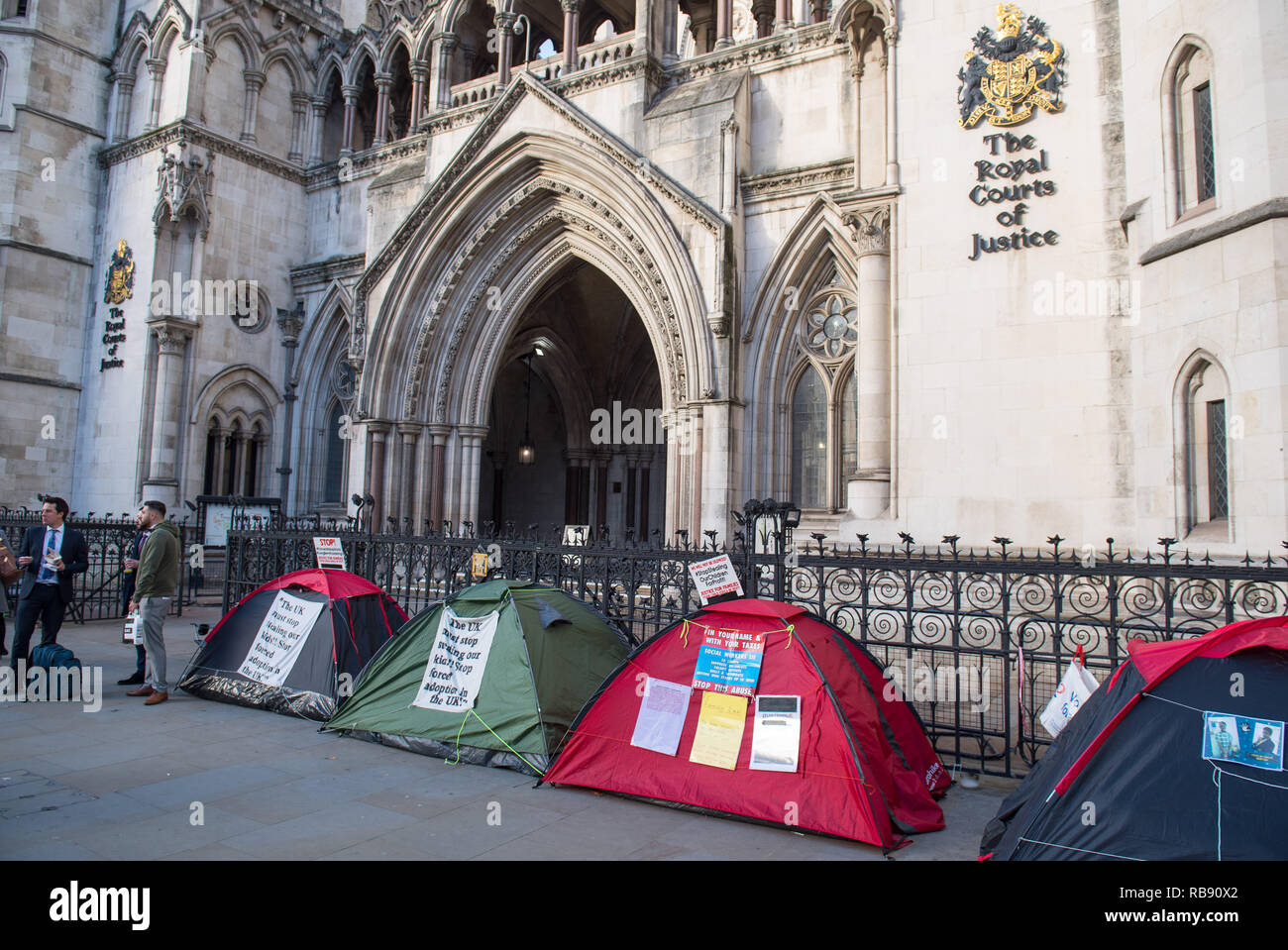 General view of tents outside the Royal Courts of Justice, where ...