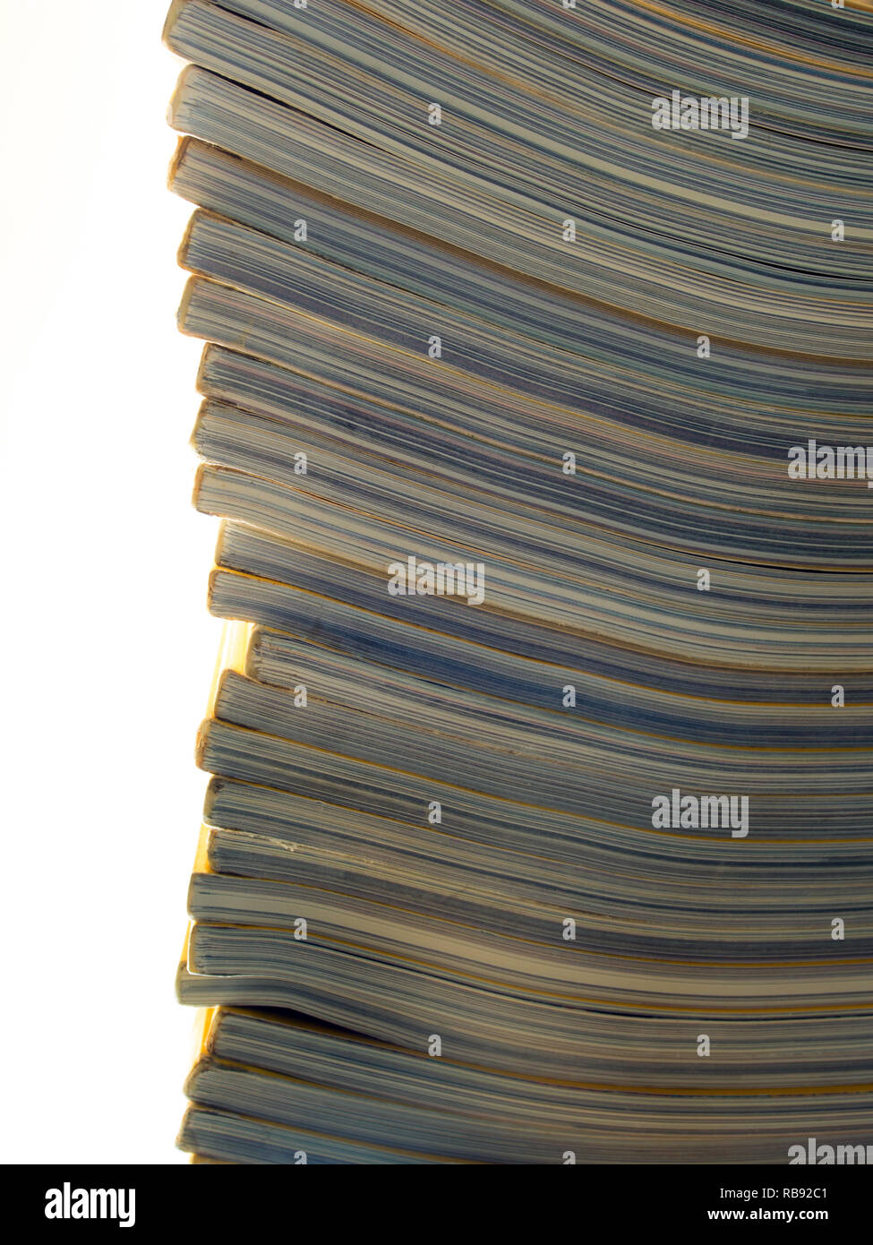 Texture of the opposite of spine of magazine pile Stock Photo - Alamy