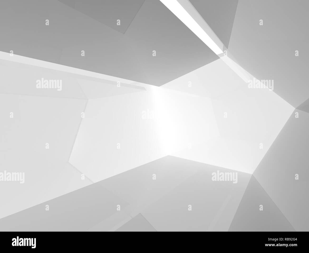 Empty white minimal interior with shiny walls. 3d render illustration ...