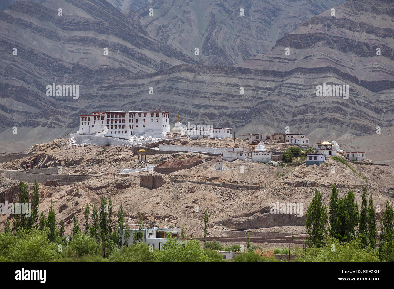 Stakna gompa temple ( buddhist monastery ) with a view of Himalaya ...
