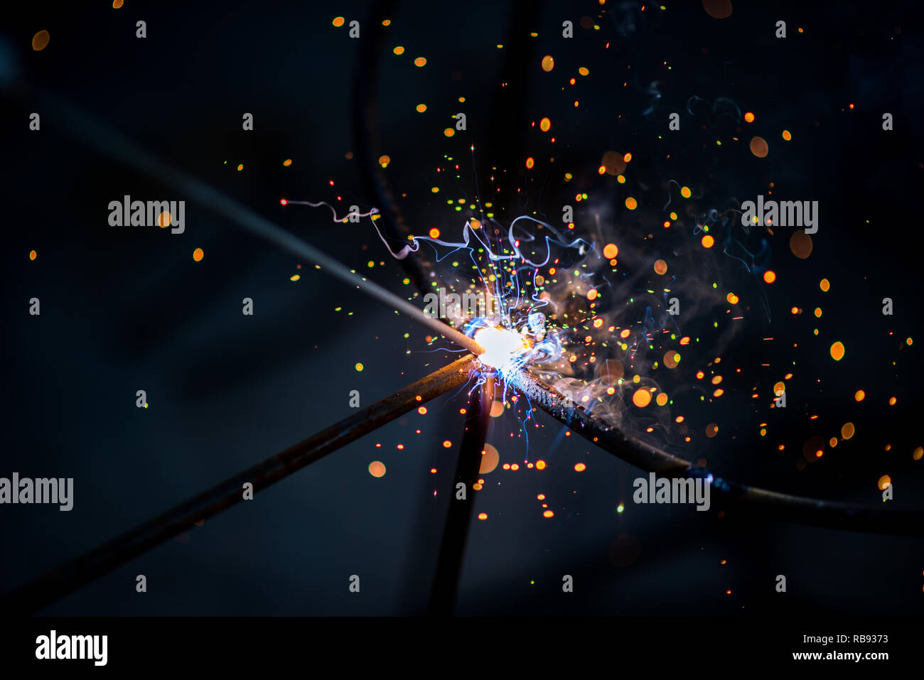electric sparklers of steel welding Stock Photo - Alamy
